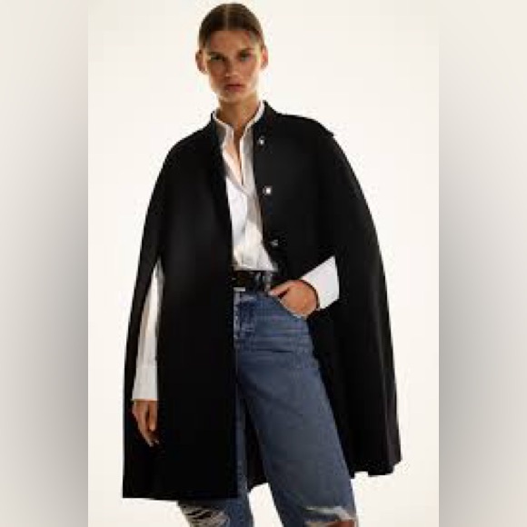Zara | Jackets & Coats | Zara Black Wool Poncho Nwt | Poshmark
